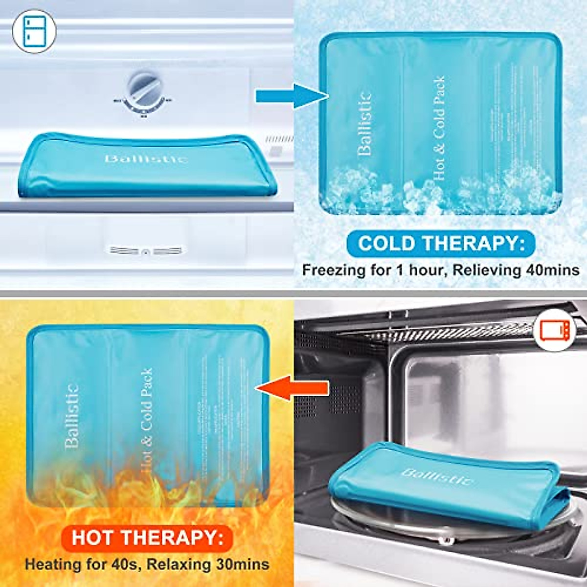 Reusable Ice Packs for Injuries Shoulder - Dual Use Hot & Cold Packs for Pain Relief, Cold Compress Wrap for Relief Tendonitis, Bursitis, Sore Muscles, Bruising, Swelling and Neck Pain