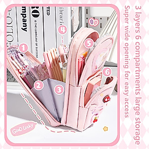 UINSUE Mini Backpack Pencil Case Art Marker Storage Canvas Makeup Pocket Small Gadget Bag Organizer Random Free of Highlighters (Pink)