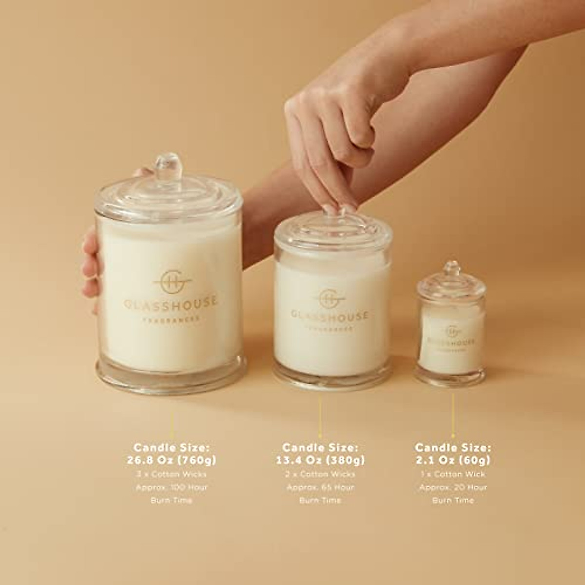 Glasshouse Fragrances Year of The Rabbit Candle, Triple Scented Natural Soy Wax Blend, 2 Wicks & Glass Jar, 65 Hour Burn Time, Orchids & Blood Orange, 13.4 Oz (380g)