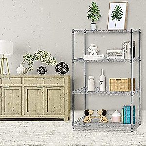 BLKMTY 4-Tier Storage Shelves Wire Rack Metal Shelving Unit, Freestanding Shelf Adjustable Metal Shelves for Storage Rack Kitchen Pantry Closet Laundry Bathroom, 36" L x 14" W x 54" H, Chrome