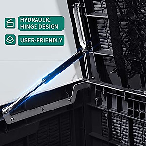 YITAHOME 100 Gallon Large Deck Box w/Storage Net, Resin Outdoor Storage Boxes, Waterproof Patio Cushion Storage Bench for Patio Furniture, Pool Supplies, Garden Tools- Rattan,Lockable (Black)