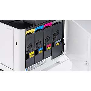 Kyocera ECOSYS M5526cdw All-in-One Color Laser Printer (Print/Copy/Scan/Fax), 27 ppm, Up to Fine 1200 dpi, Gigabit Ethernet, Wireless & Wi-Fi Direct, Standard Duplex, 4.3in Touchscreen Panel, 512 MB