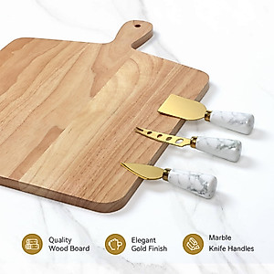 10 Pcs Charcuterie Board Set, 17"x13" Large Premium Wood Cheese Board with Handle Wooden Serving Platter for Mothers Day Gifts House Warming Gifts Wedding Gifts for Couple Bridal Shower Gift