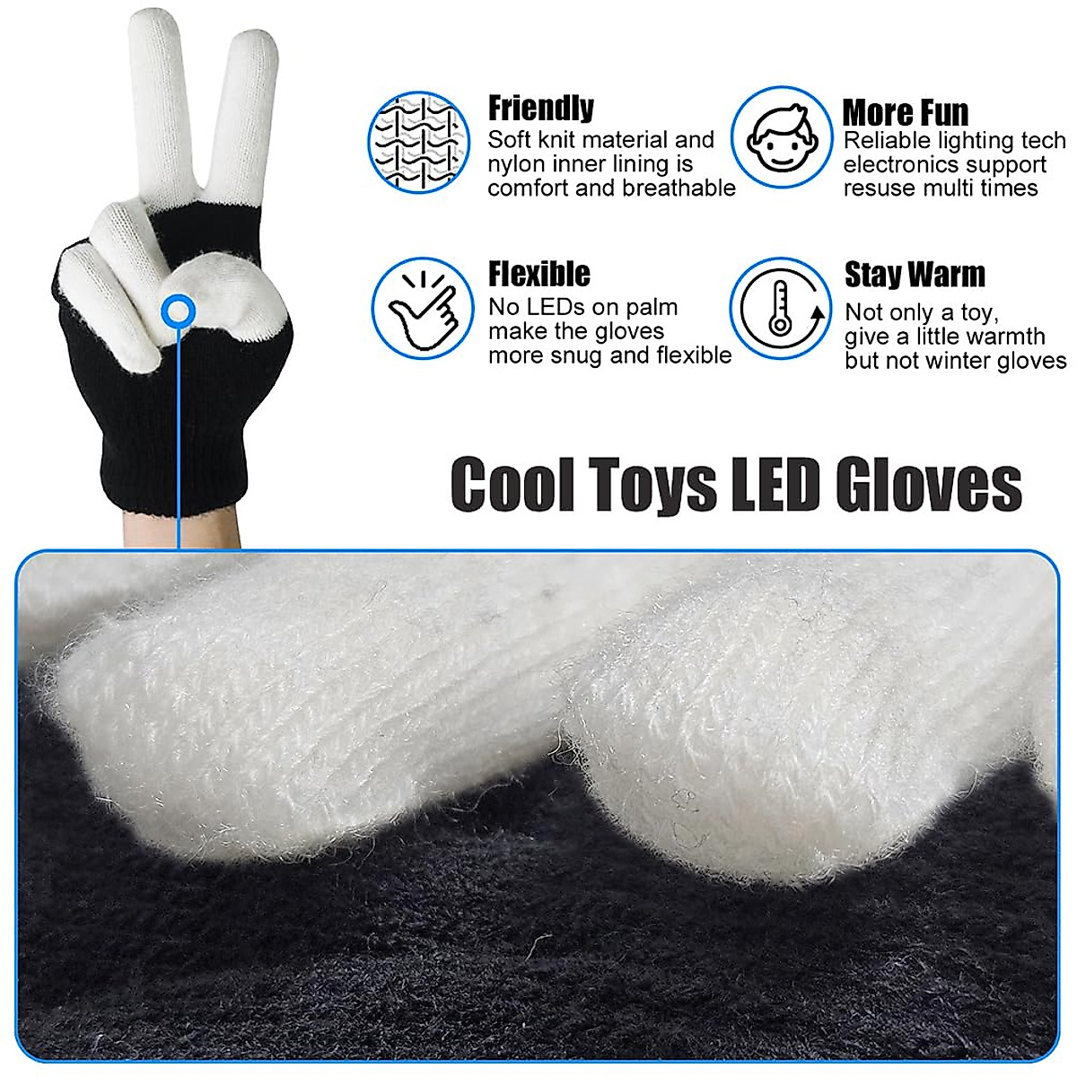 Luwint LED Toys Gloves for Kids - Light Up Cool Boy Gifts 6-8 8-10 10-12, Autistic Birthday Christmas Stocking Stuffers for Children 6 7 8 9 10 11 12 Year Old
