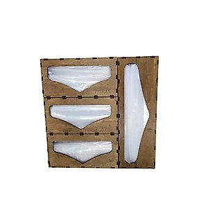 Bozactory Factory Plastic Bag Organizer and Dispenser for Kitchen Drawer, Adhesive sandwich bag organizer Compatible With Ziploc, Solimo, Hefty, Glad, Great Value, and More. (Dark Walnut)