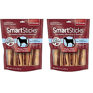 SmartBones SmartSticks, Treat Your Dog to a Rawhide-Free Chew Made with Real Chicken and Vegetables,10 Sticks (Pack of 2)