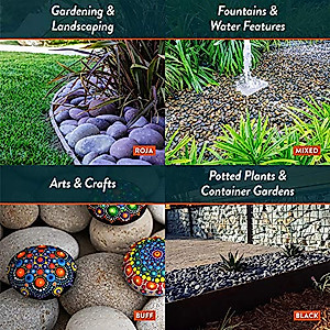 Mexican Beach Pebbles | 20 Pounds of Smooth Unpolished Stones | Hand-Picked, Premium Pebbles for Garden and Landscape Design | Mixed, 3 Inch - 5 Inch