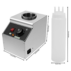 SAHUANIYE 110V Electric Cheese Sauce Warmer Chocolate Sauce Warmer Toppings Bottle,Commercial Hot Caramel Sauce Dispenser,Sauce Bottle Warmer with 1 Bottles,for Heating Curry/Butter/Hot Fudge