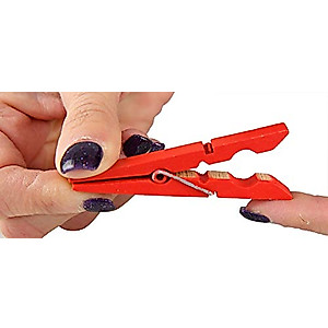 Home-X Set Large Colorful Heavy-Duty Wooden Clothespins Set of 24-8 Colors-3”L