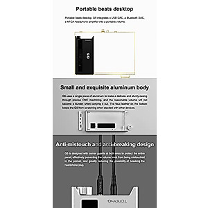 KGUSS Topping G5 Portable NFCA Headphone Amplifier DAC - USB Tyle C/Bluetooth/AUX Input, 6.35mm Line Out 3.5mm/4.4mm Headphone Out LDAC Hi-Res Audio (Sliver)