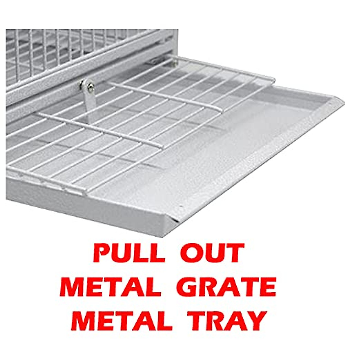 22” Portable Heavy Duty Travel Bird Parrot Carrier Play Stand Perch Cage Feeding Bowl Stand with Handle and Accessories (White)