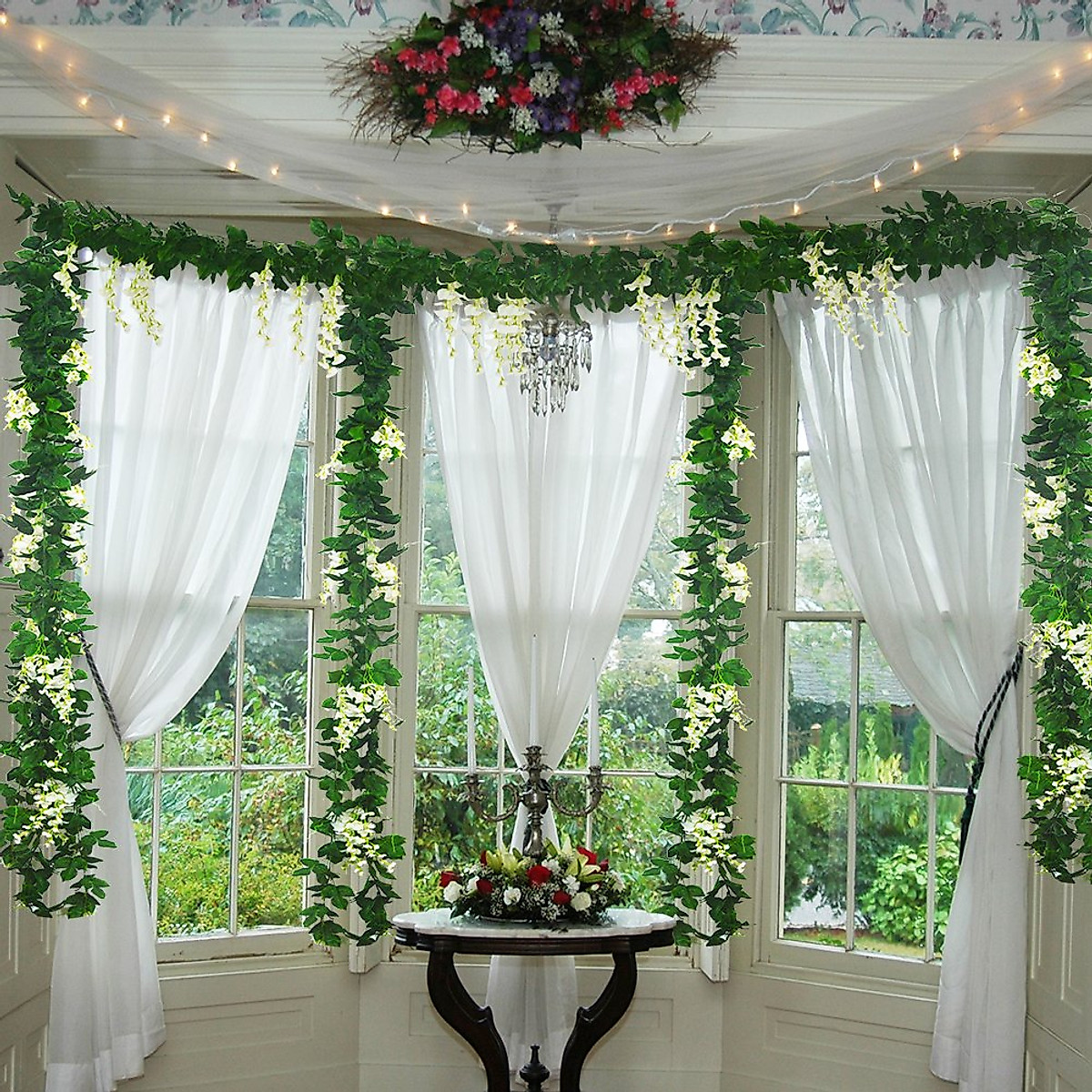 8pcs Artificial Grass Plants Fake Bushes Artificial Shrubs Artificial Fake Grass Plant Faux Wheat Grass for Outdoor UV Resistant Plastic Greenery Plants (5, White)