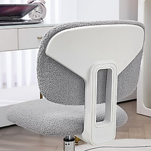 Vinsetto Cute Armless Office Chair, Teddy Fleece Fabric Computer Desk Chair, Vanity Task Chair with Adjustable Height, Swivel Wheels, Mid Back, Light Gray