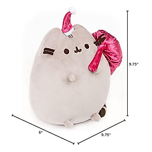 GUND Santa Claws Pusheen Holiday Plush Stuffed Animal Cat, Gray and Pink, 9.5”