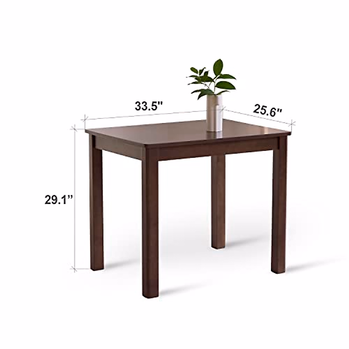 Livinia Cabin 33.5" Wooden Dining Table/Small Rectangular Modern Farmhouse Solid Wood Kitchen Table Desk (Walnut)