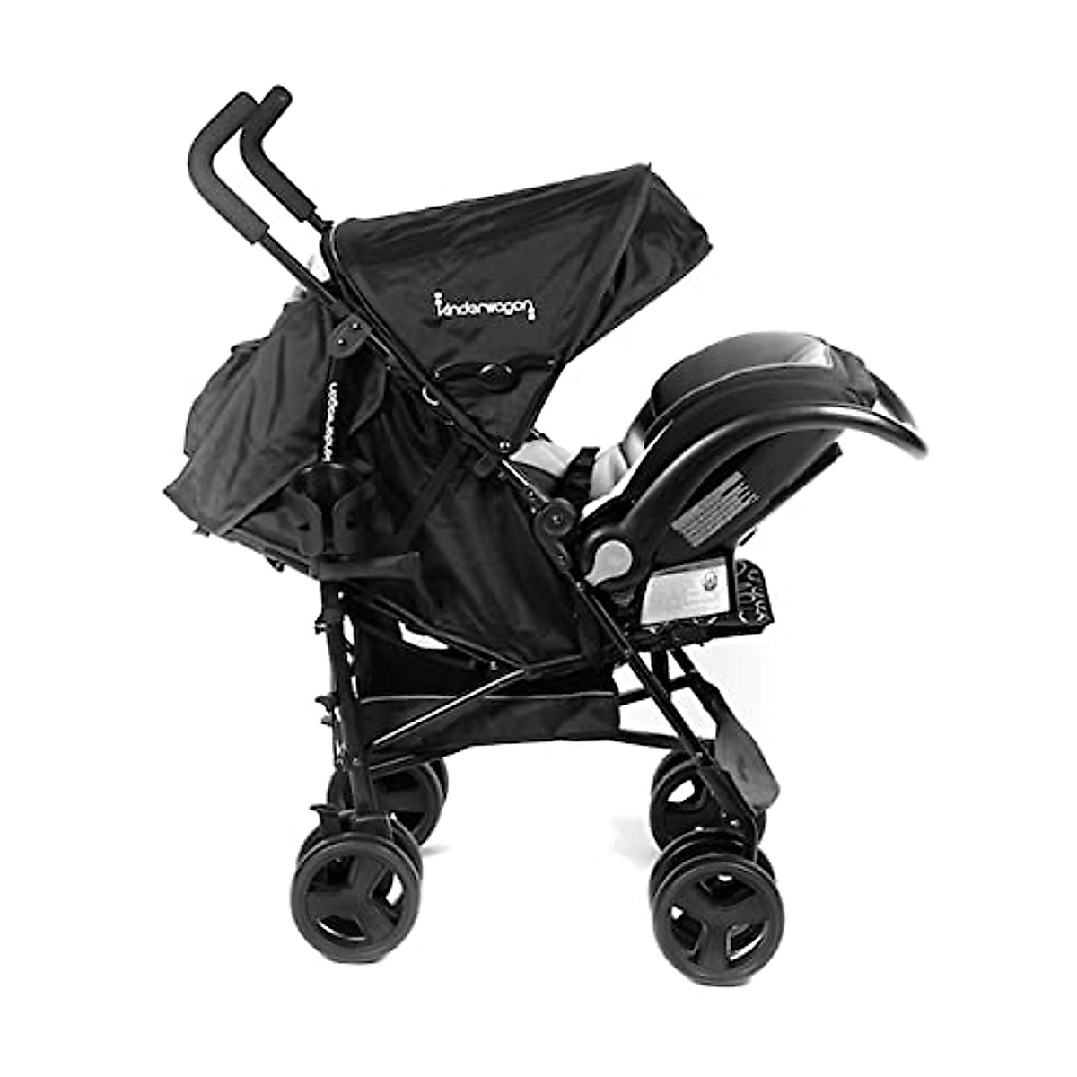 Kinderwagon Skip Baby Stroller, Lightweight Stroller, Compact Stroller, Infant car seat Compatible, Includes rain Cover and Removable Cup Holder (Black)