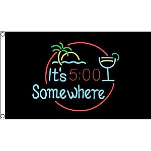 AZ FLAG - It's 5 o'clock Somewhere Black Flag - 3x5 Ft - 100D Polyester It's Five Banner with Two Metal Grommets - Fade Resistant - Vivid Colors - 3' x 5' Feet