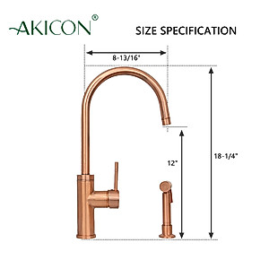 One-Handle Widespread Kitchen Faucet with Side Sprayer (Copper)