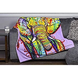 Dawhud Direct Colorful Elephant Fleece Blanket for Bed 50" x 60" Dean Russo Elephant Fleece Throw Blanket for Women, Men and Kids Super Soft Plush Elephant Blanket Throw Blanket for Elephant Lovers