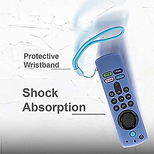 Firestick Remote Cover Case Compatible with 3rd Gen Fire TV Stick 2021 4K Alexa Voice Remote Control Non Slip Silicone Protective Shock Resistant Sleeve with Lanyard 1 Pack GITD Pink