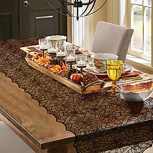 Halloween Table Runner, 18 X 72 Inch Black Lace Spider Web Table Runner, Spider Web Halloween Decorations Halloween Table Decor, Small Table Runner Halloween Table Runners 72 Inches Long Desk Decor