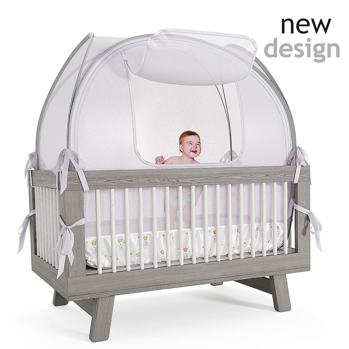 Nahbou Baby Crib Tent - Crib Canopy: Net Cover Crib Tent to Keep Baby from Climbing Out and Safety Crib Tent to Keep Cats Out. Popup Crib Net and Crib Cover Protects Against Mosquito Bites & Toddlers