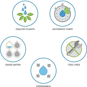 Raindrip R560DP Automatic Drip Irrigation Watering Kit with Timer for Containers and Hanging Baskets, Waters up to 20 Plants, Includes Timer with Customizable Settings and 20 PC Drippers,Black