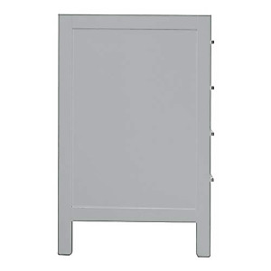 ARIEL 42" Grey Bathroom Vanity Base Cabinet, Right Offset Sink Configuration, 2 Soft Closing Doors, 9 Full Extension Dovetail Drawers, Brushed Nickel