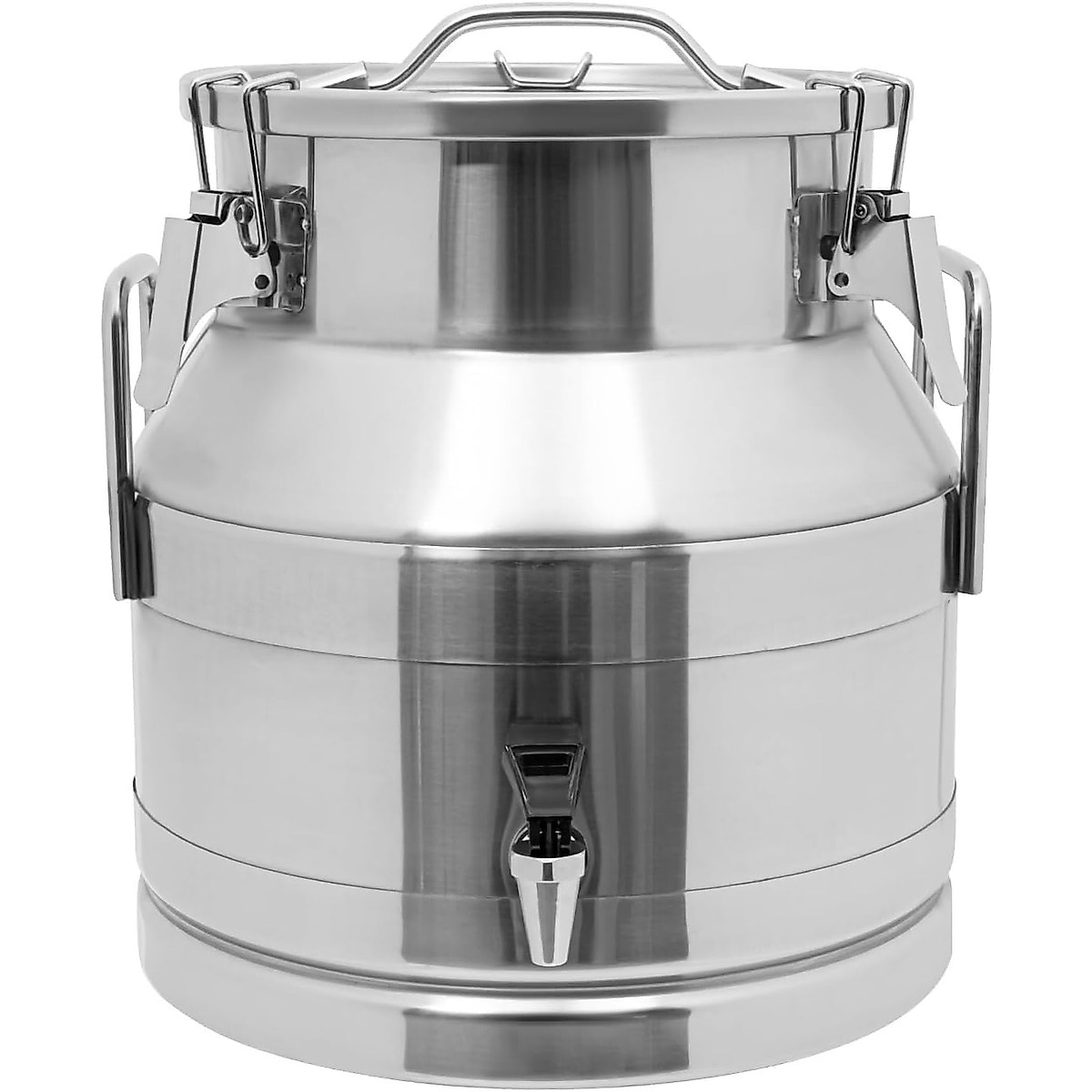 Stainless Steel Milk Can With Spigot, 5.28 Gallon Tabletop Milk Jug With Sealed Lid, Round Beverage Drink Dispenser For Grain Canisters Container