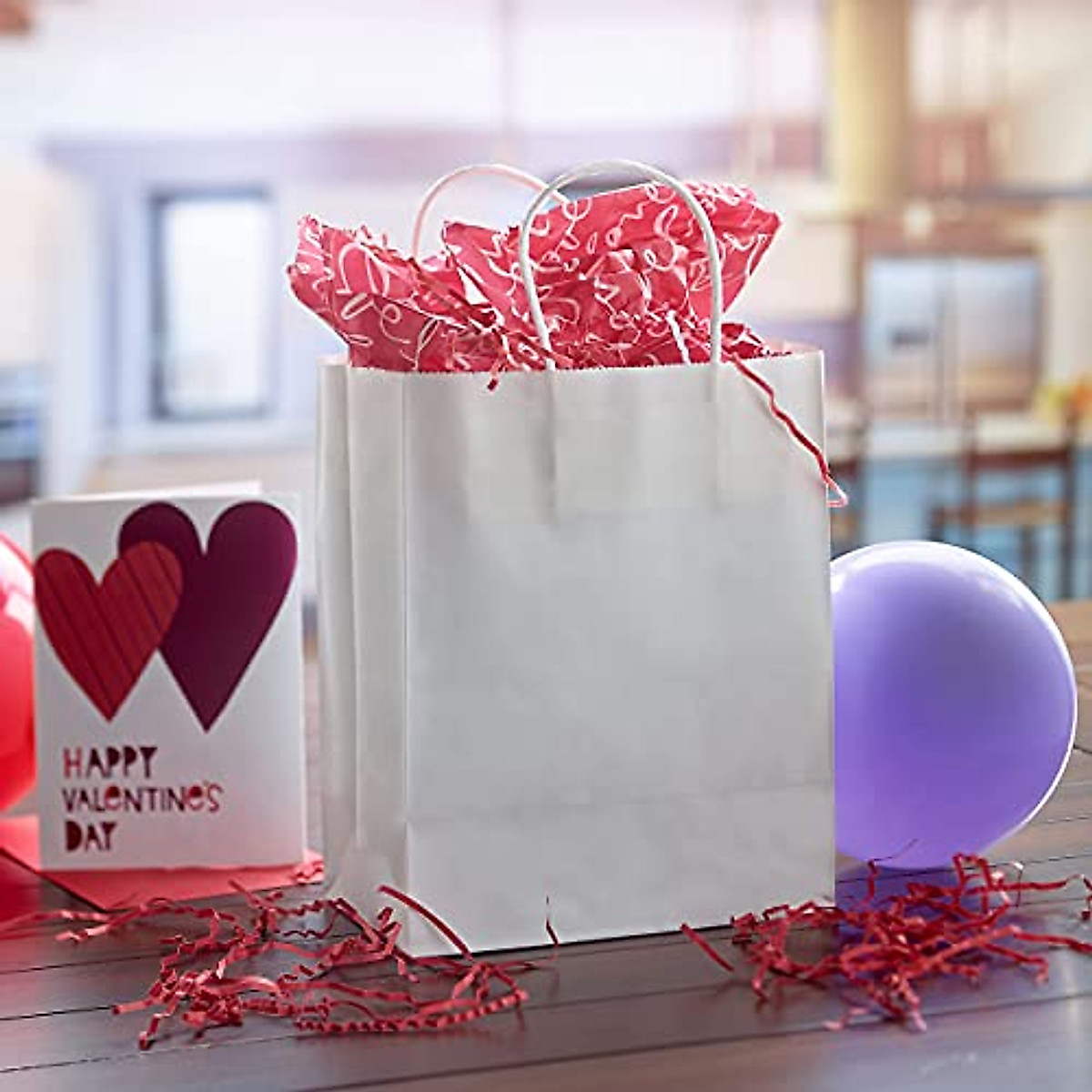 White Kraft Paper Bags with Handles Bulk - Gift Bags Medium Size for Paper Shopping Bags, Party Bags, and Bags for Small Business (8"x4.75"x10" - White Gift Bags Bulk Medium Size 100 Bags)