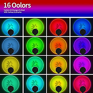 ENESEAS [Upgraded] Smart 16 Colors LED Sunset Projection Lamp APP and Remote Control(Include USB Charger) 360 Degree Rotation Sunlight Lamp Photography/Party/Home…
