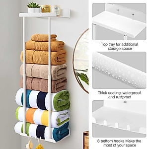 Hommtina Bathroom Towel Storage Black Towel Holder Bathroom Decor Aesthetic Towel Racks for Bathroom Bath Towel Storage (White)