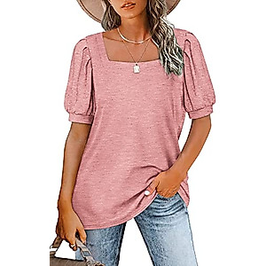 Tunics or Tops to Wear with Leggings Square Neck Tshirts Shirts Dressy Casual Pink XL