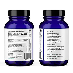 Ora Organic Vitamin B12 1500mcg - plant-based methylcobalamin for adults - Natural stimulant-free energy, Raspberry flavor chewable tablets, no added sugar - 30 tablets
