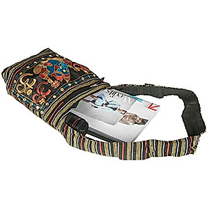 Women Hobo OM Black Cross Body Shoulder Bag Elephant Embroidered School Everyday Shopping Casual Lightweight