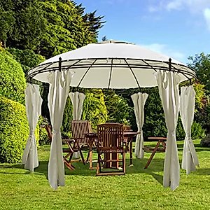 Gazebo with Curtains Round,Garden Gazebo,Barbecue Gazebos,Party Tent,Canopy Tent,Shade Tents,for Outdoor Party Events,Backyard,Garden,Lawn,11' 5'' x 8' 9''