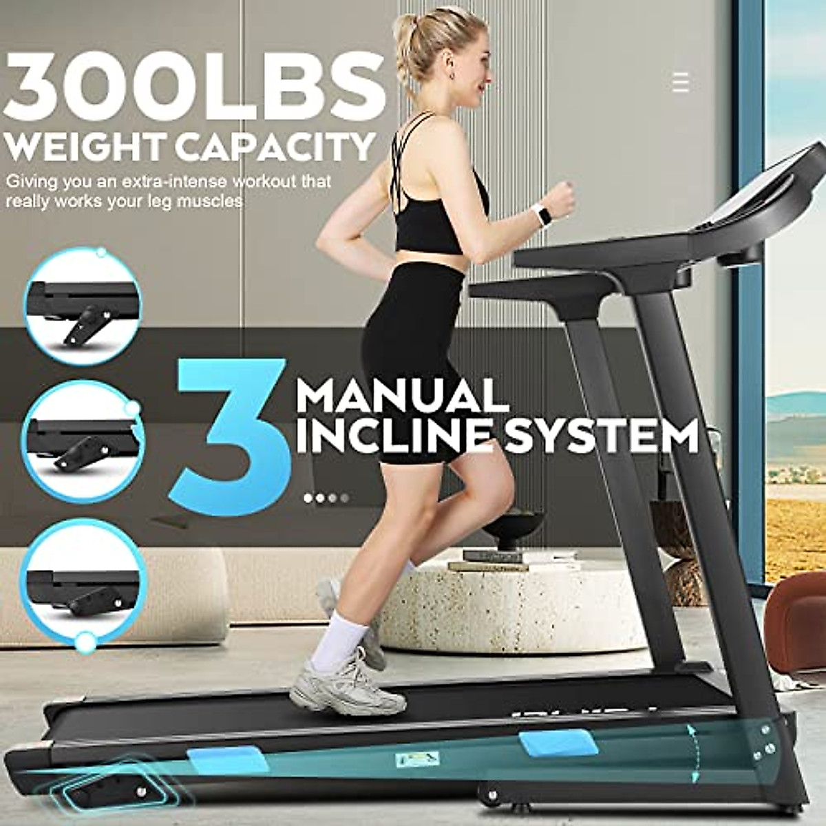 Treadmill with Incline,FUNMILY 3.25HP 18 INCH Wide Treadmill for Home, 300lb Capacity Walking Running Machine with 36 Preset Programs,18"x51" Running Belt, LCD Display, App Control