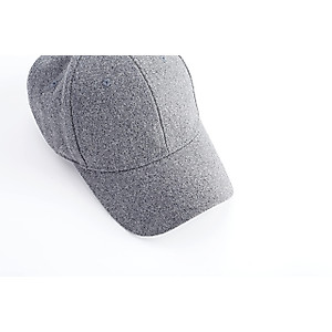 Woolen Baseball Cap Hat Soft-Structured Winter Ball Cap Adjustable Warm Hat Winter Cold Resistant Hat (Light Gray)