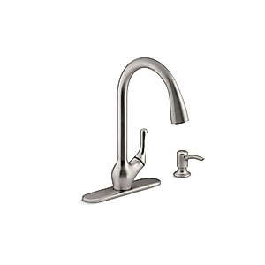 KOHLER R776-SD-VS Barossa Kitchen Faucet with Soap/Lotion Dispenser, Vibrant Stainless