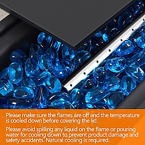 Yaheetech Propane Fire Pit 43in, Rectangle Propane Fire Pit Table 50,000 BTU Firepit with Ceramic Tabletop & Steel Base, Glass Fire Stones & Water-Resistant Cover for Outside