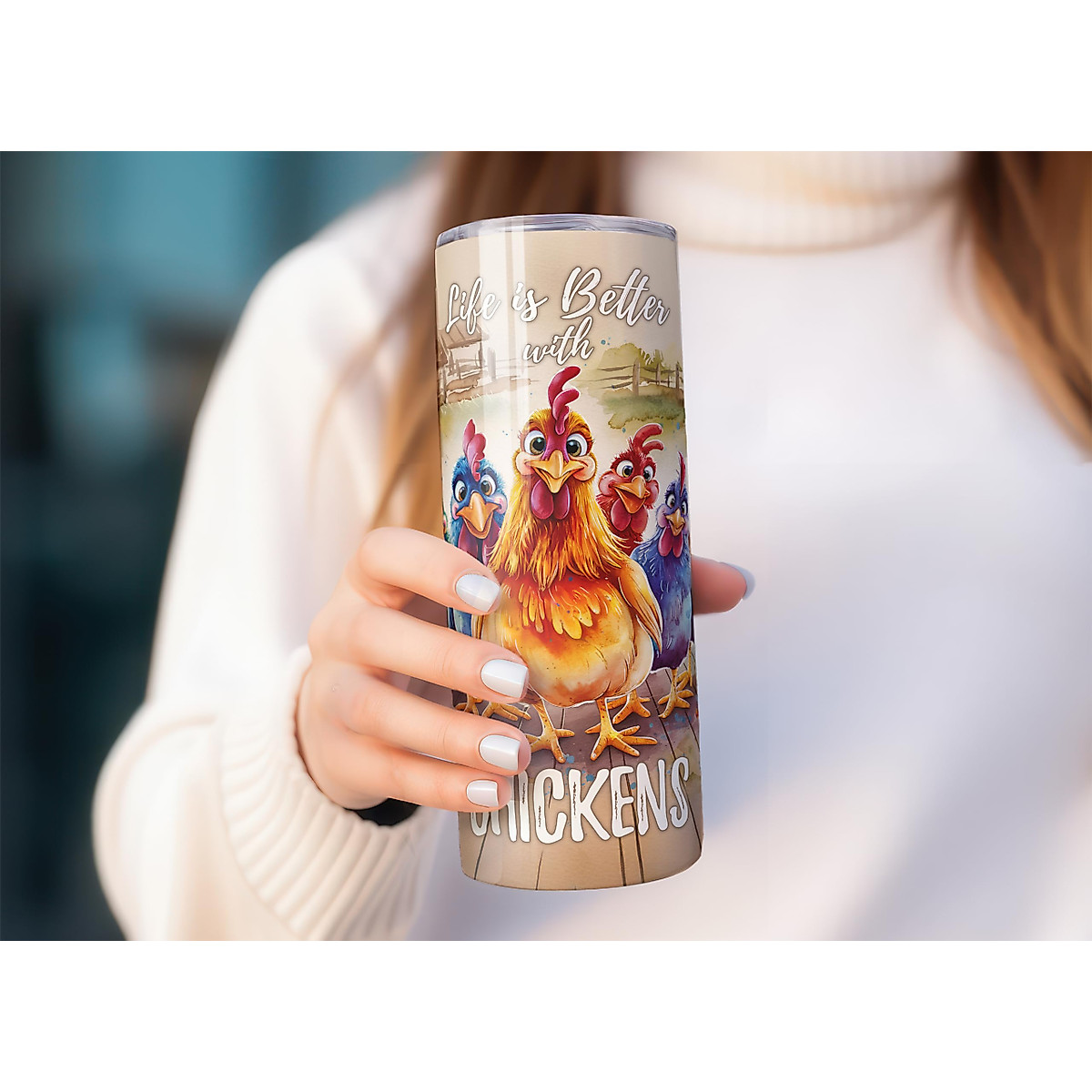 Casitika Chicken Tumbler. Chicken Gifts For Women. 20 Oz Tumbler For People That Love Chickens. Gift Idea For Mom To Use As A Coffee Mug. (Life)