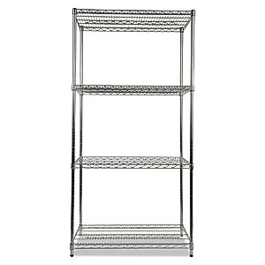 Alera SW503624SR Wire Shelving Starter Kit, 4 Shelves, 36w x 24d x 72h, Silver