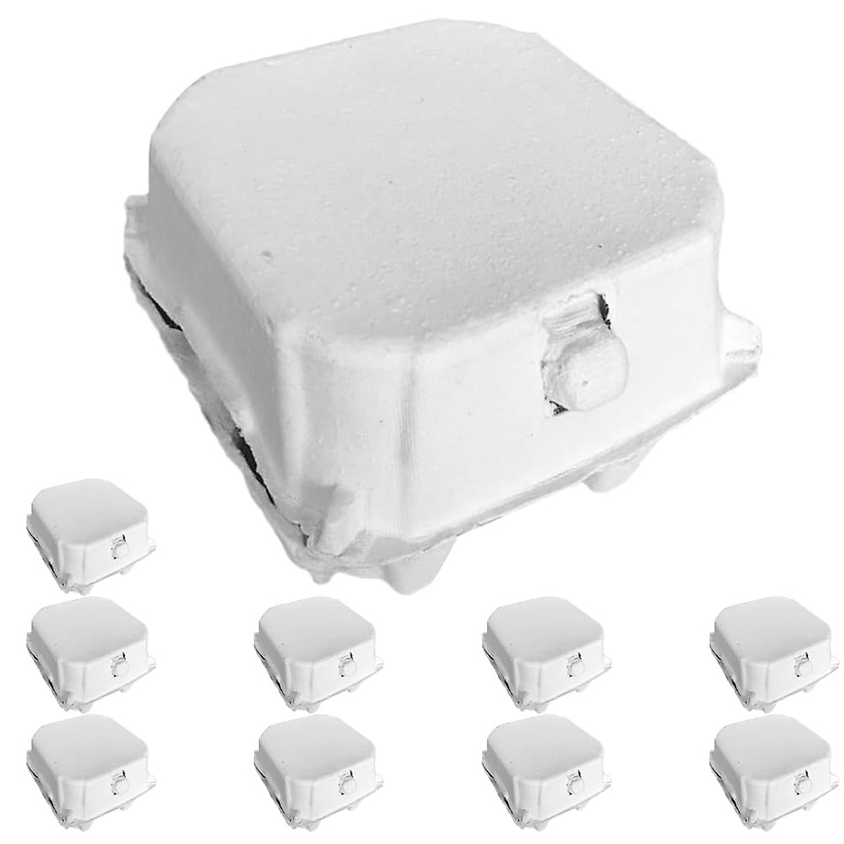Yardwe 10Pcs Paper Egg Cartons, 4 Pulp Egg Cartons Egg Holders Eggs Storage Containers Egg Trays for Kitchen Farm Market Fridge Transport, White