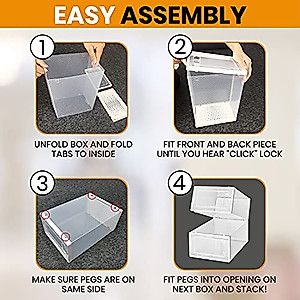 Boxy Concepts Plastic Hat Organizer for Baseball Caps (6-Pack) Easy Assembly, Stylish, Dust-Proof, Transparent, Stackable with Odor Vents. Ideal Holder, Case or Hat Rack Storage System 13” x 5.5” x 9”