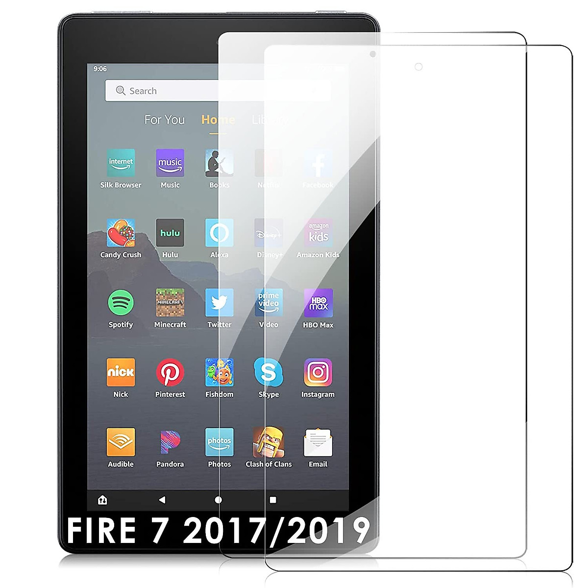 【2 PACK】Screen Protector for All New Fire 7/ Fire 7 Kids Pro Tablet 7 inch (9th/ 7th Generation, 2019/2017), DETUOSI Ultra Clear/Case Friendly/Touch Sensitive/Bubble Free/Anti-Scratch Tempered Glass