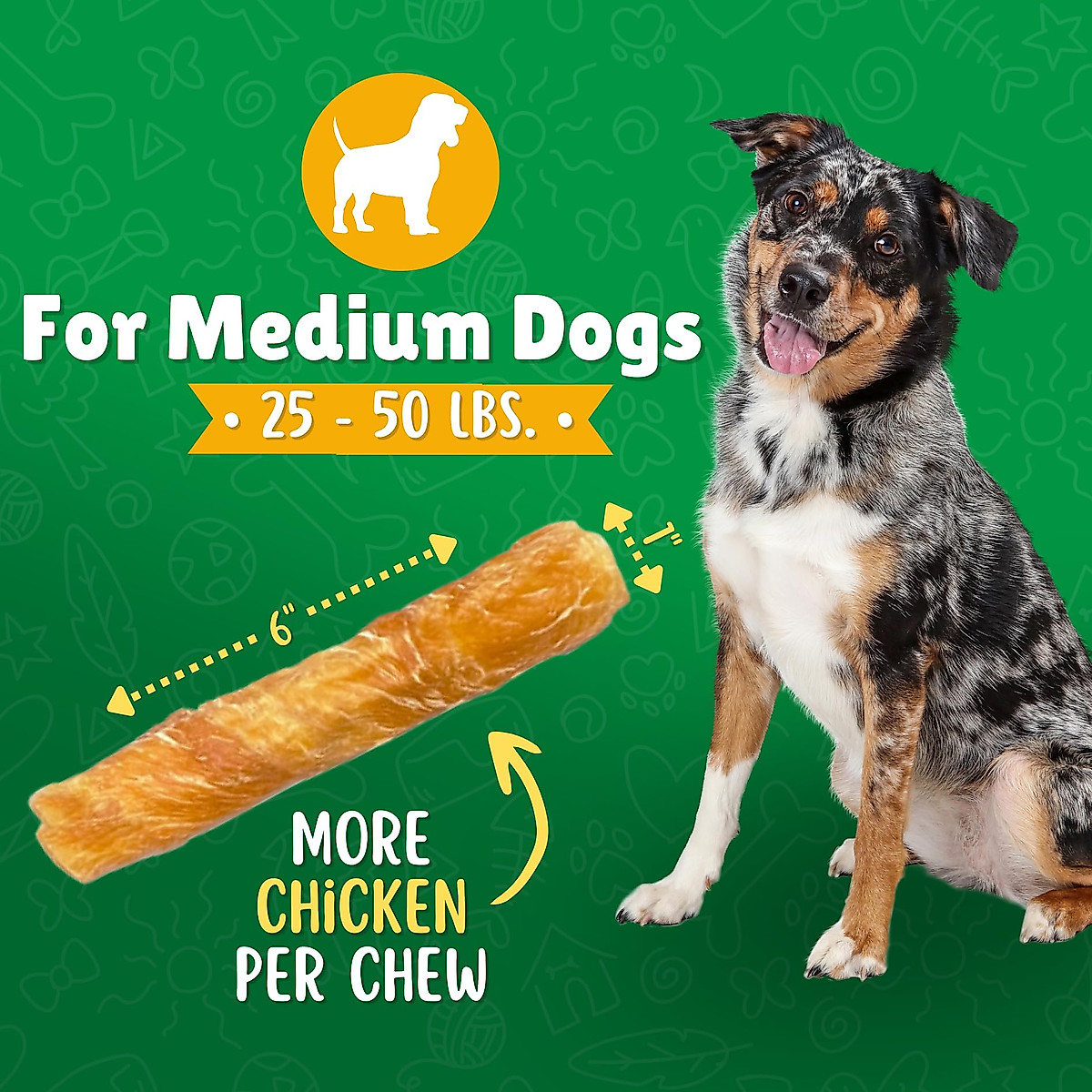 Lucky Premium Treats Dog Treats - Chicken Wrapped Rawhide Dog Bones for Medium Dogs Under 50 lbs., 32ct. - All Natural, Long Lasting Chew for Teething - Safe & Made in USA