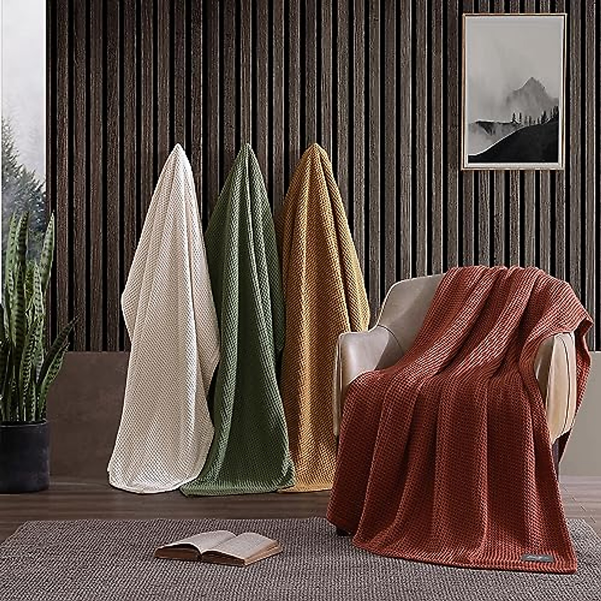 Eddie Bauer Blanket Soft Waffle Weave Bedding, Medium Weight Bedroom Decor, Softens Every Wash, King, Brown