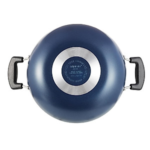 Vinod Cookware Non Stick Deep Kadai with Lid 4.1 Liters, Blue/Black, ZNKL-26