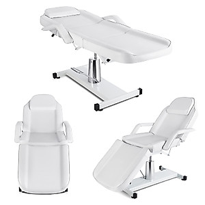 Artist hand Hydraulic Facial Table Tattoo Chair Massage Bed Adjustable Professional for Esthetician Beauty Spa Lash Bed for Eyelash Extensions Salon Equipment Barber Chair Salon Chair (White)