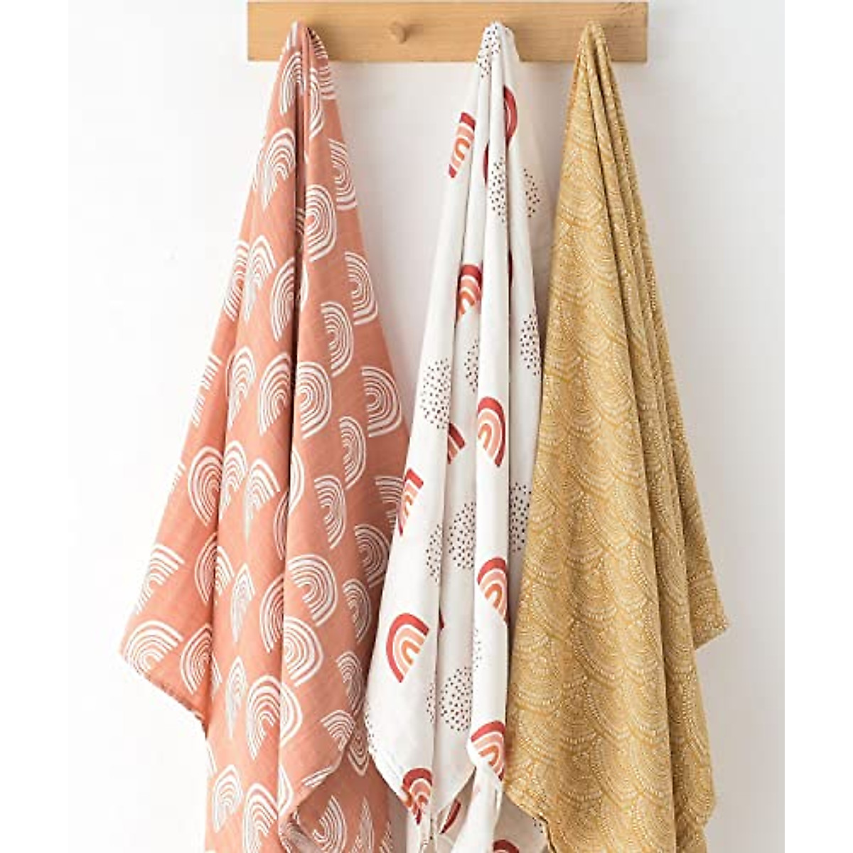 Little Jump 3 Pack Muslin Swaddle Blanket, Bamboo Cotton Muslin Baby Blankets for Girls & Boys, Baby Receiving Swaddles, Boho Rainbow Baby Essentials for Neutral (3 Pack (Rainbow 3))…